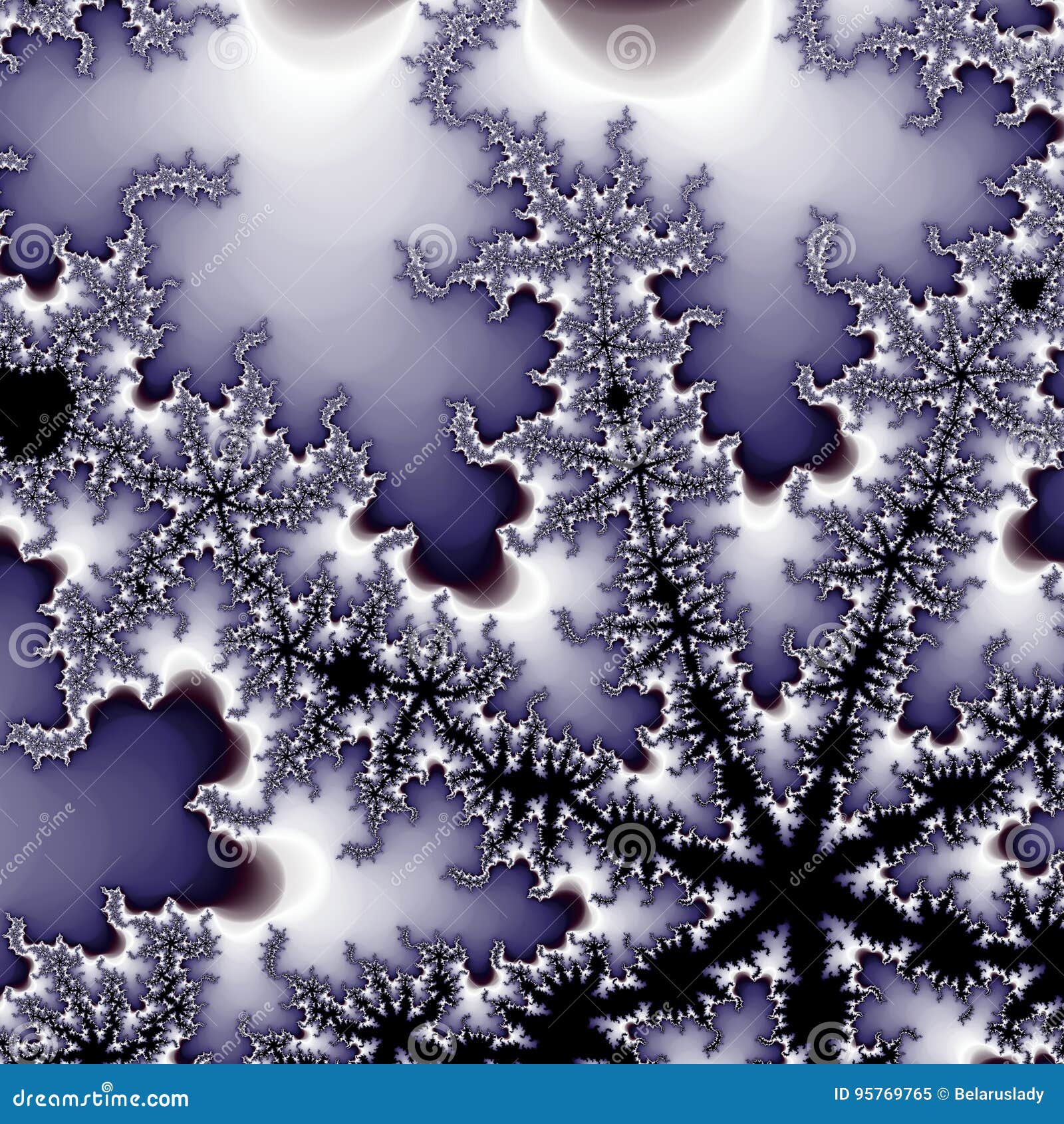 Abstract Surreal Background / Fractal Blue White Grey Snowflake ...