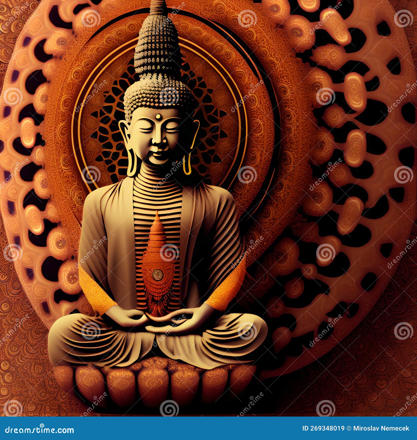 Fractal Buddha, Generative AI Illustration Stock Illustration ...