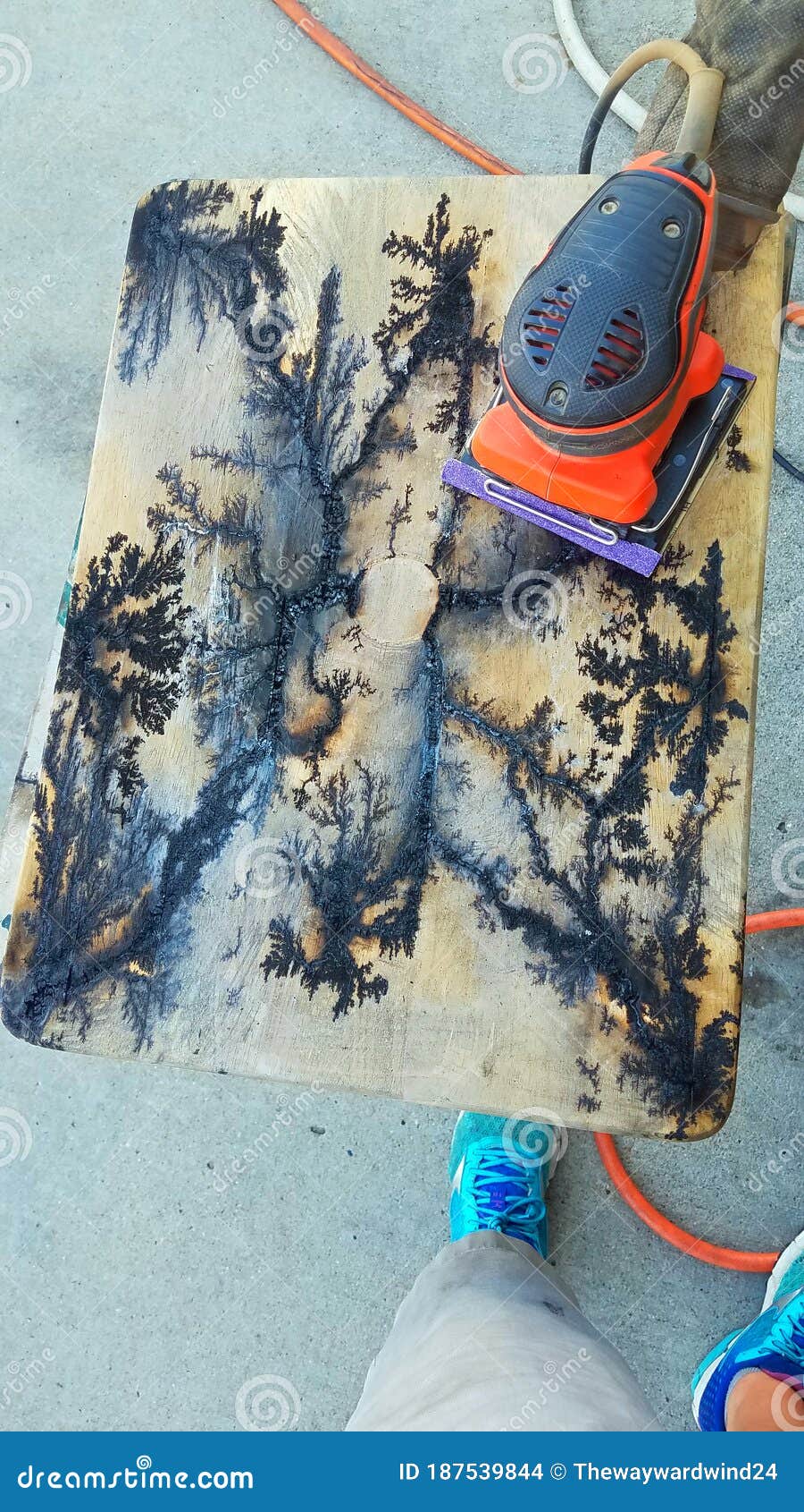 Fractal Burning in Progress with Sander Stock Photo - Image of piece ...