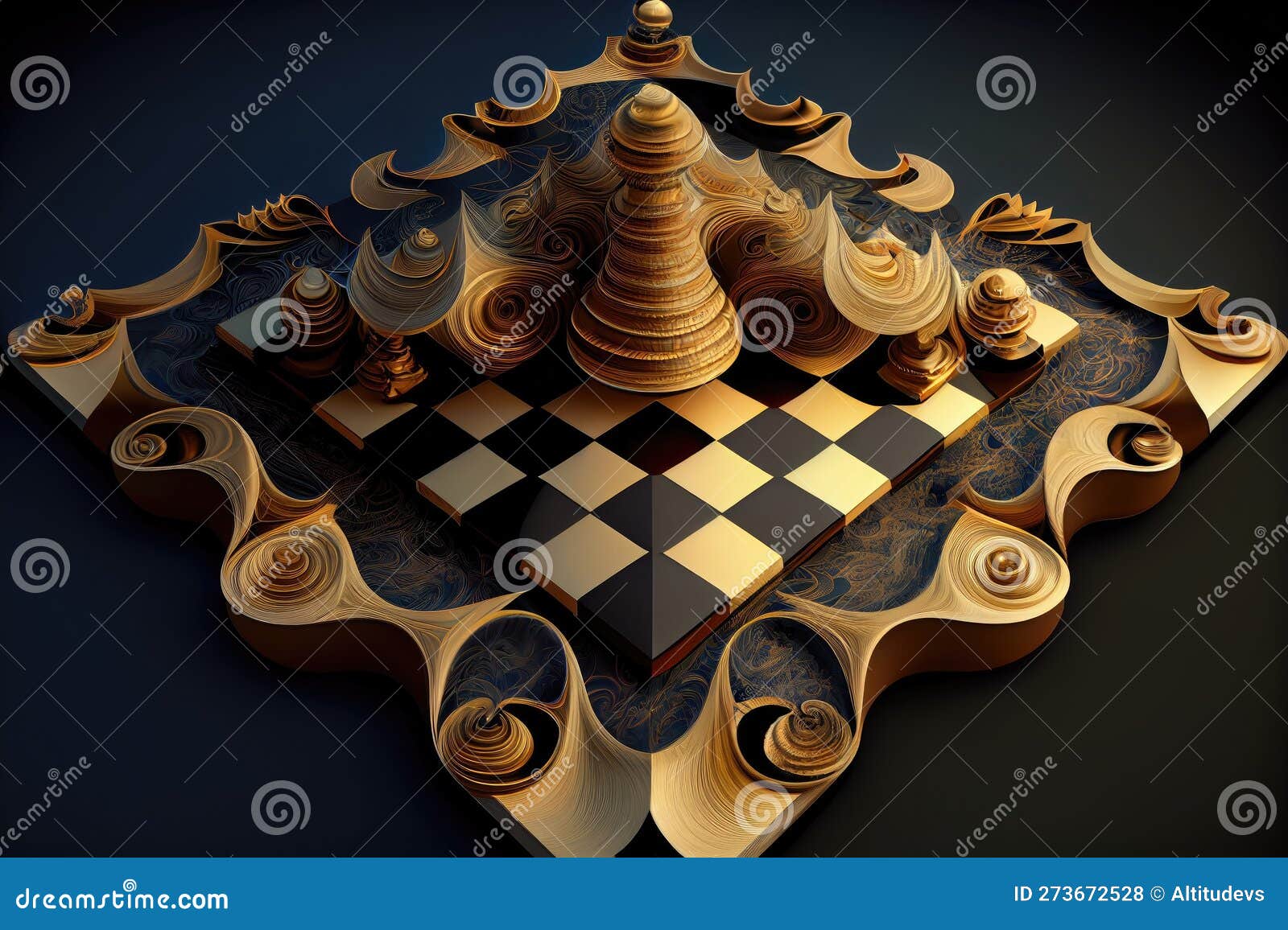 Fractal Chess Board with Surrealistic Patterns Stock Photo - Image of ...