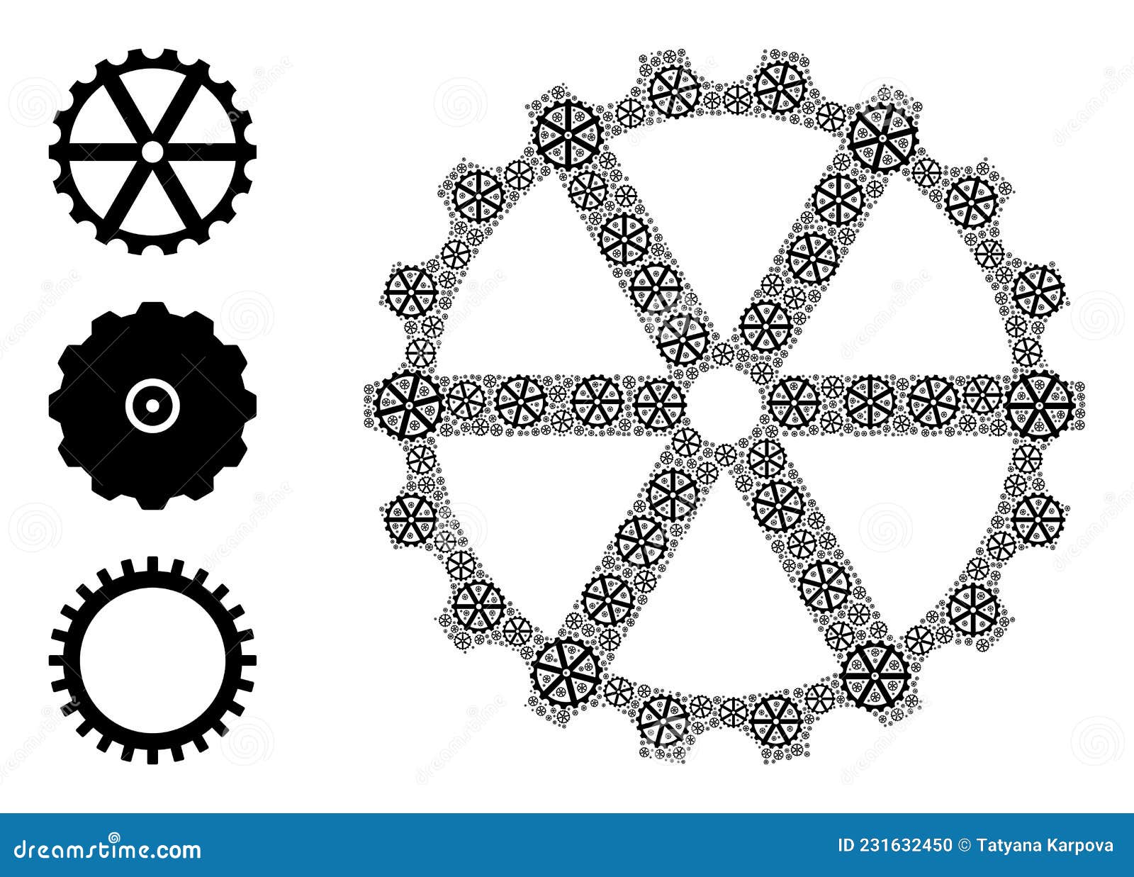 Fractal Clock Wheel Icon Itself Collage Stock Vector - Illustration of ...