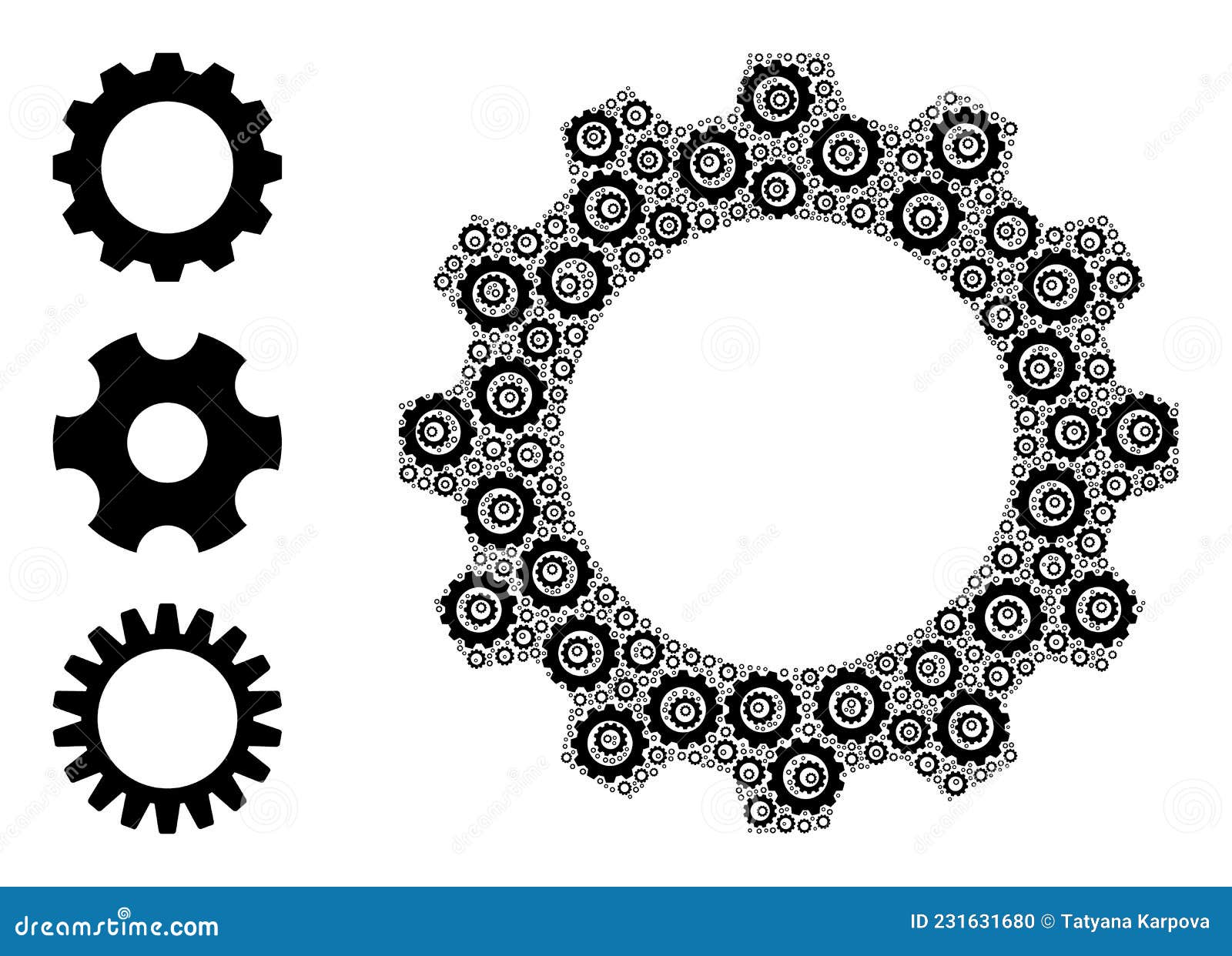 Fractal Cogwheel Icon Itself Composition Stock Vector - Illustration of ...