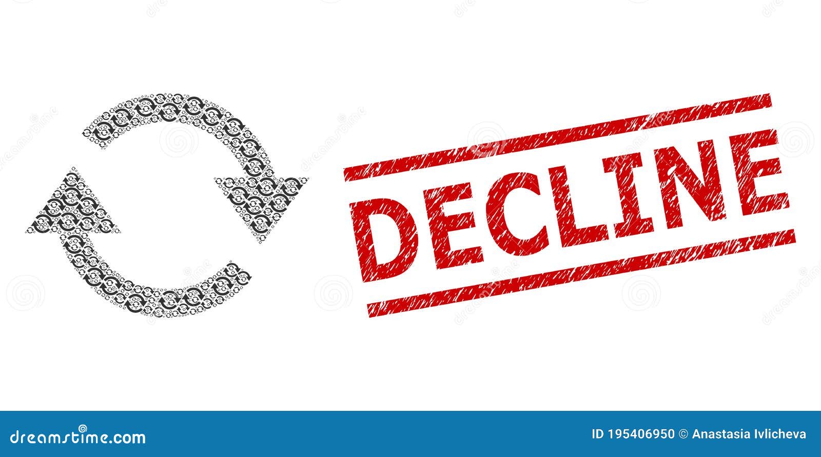 Refresh Recursion Mosaic of Refresh Icons and Scratched Decline Seal ...