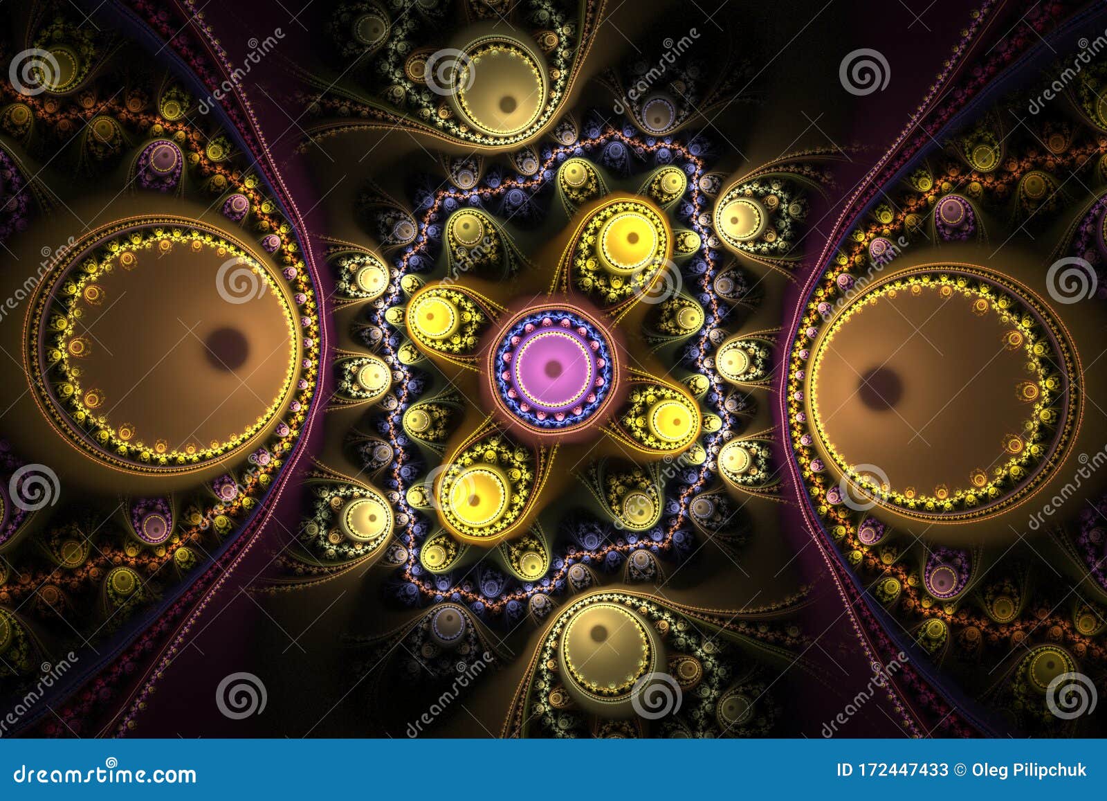 Fractal on black stock illustration. Illustration of line - 172447433