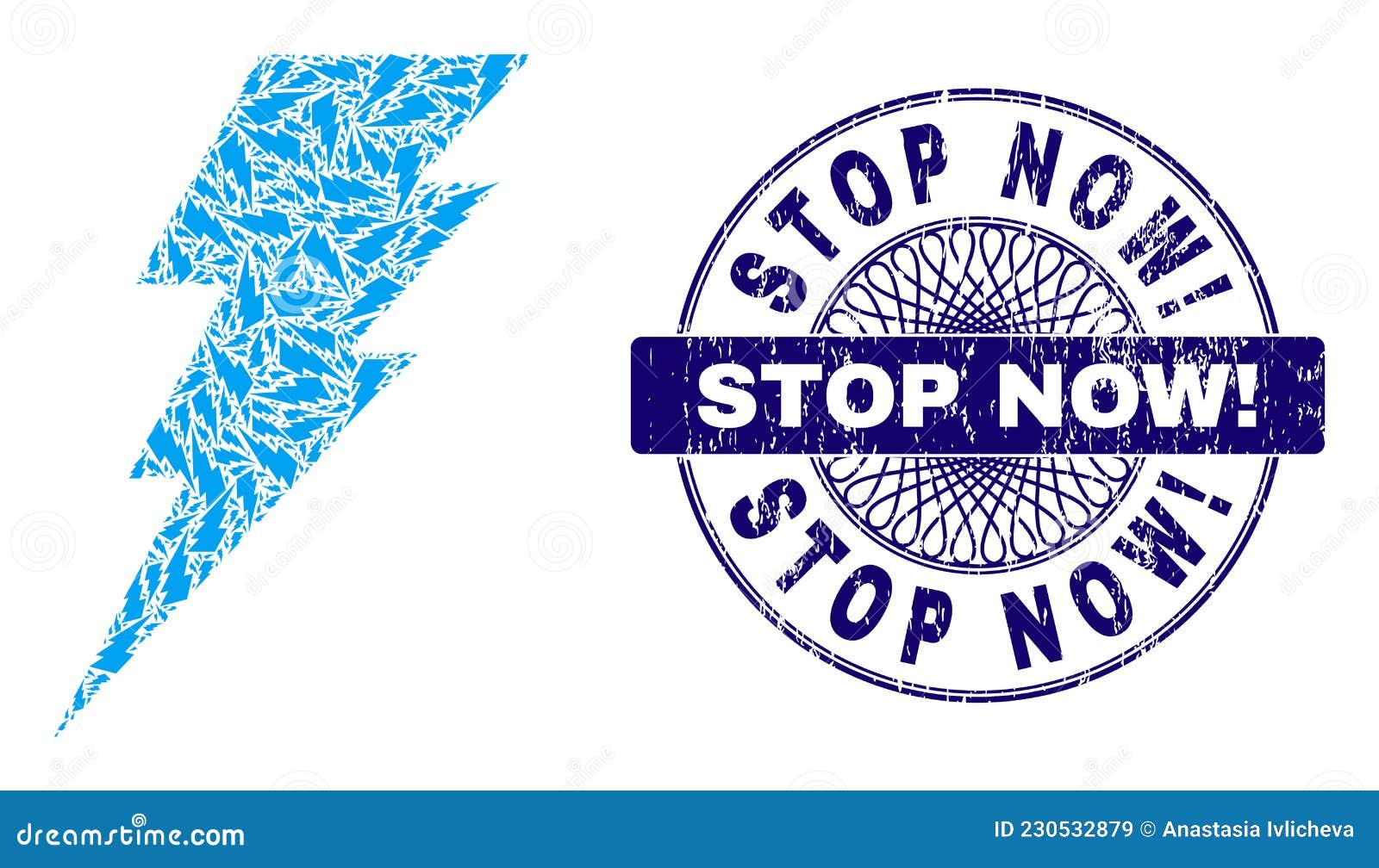 Execute Recursive Mosaic of Execute Icons and Textured Stop Now! Round ...