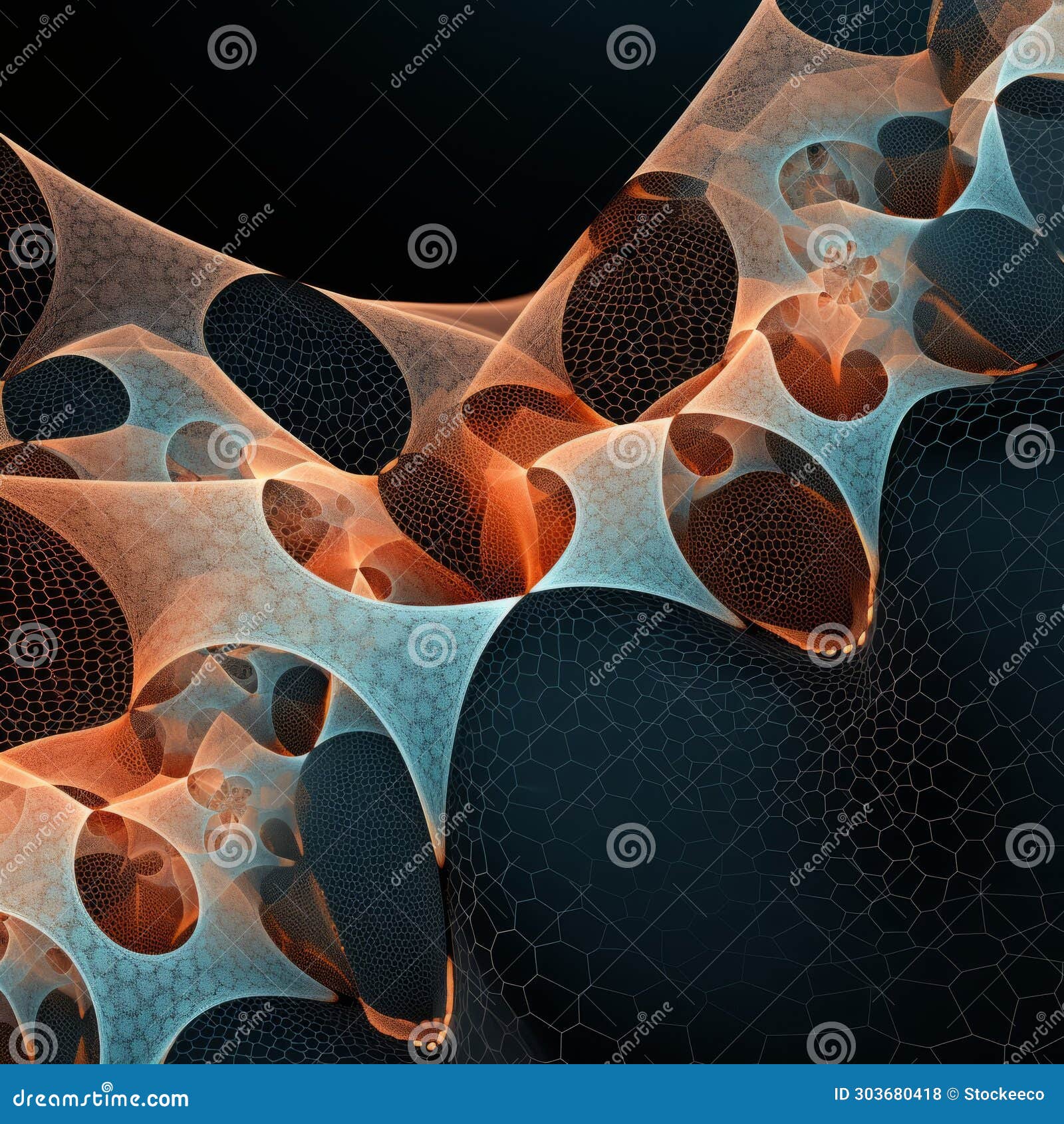 Fractal Data Visualization: Shiny Orange Lights and Red Lines Stock Illustration - Illustration ...