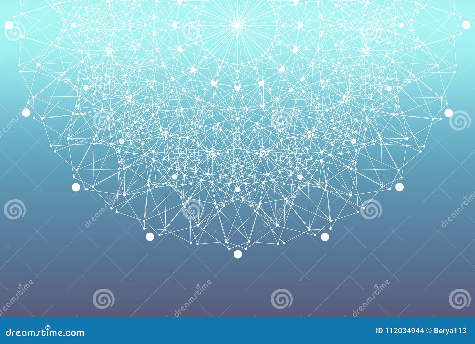 Fractal Element With Connected Lines And Dots Big Data Complex Particle Compounds Stock