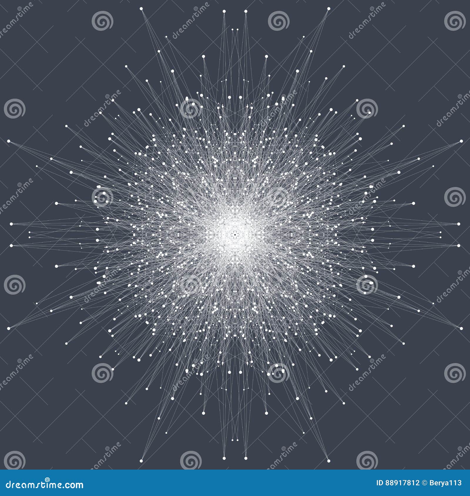 Fractal Element with Connected Lines and Dots. Big Data Complex. Particle Compounds Stock Vector ...