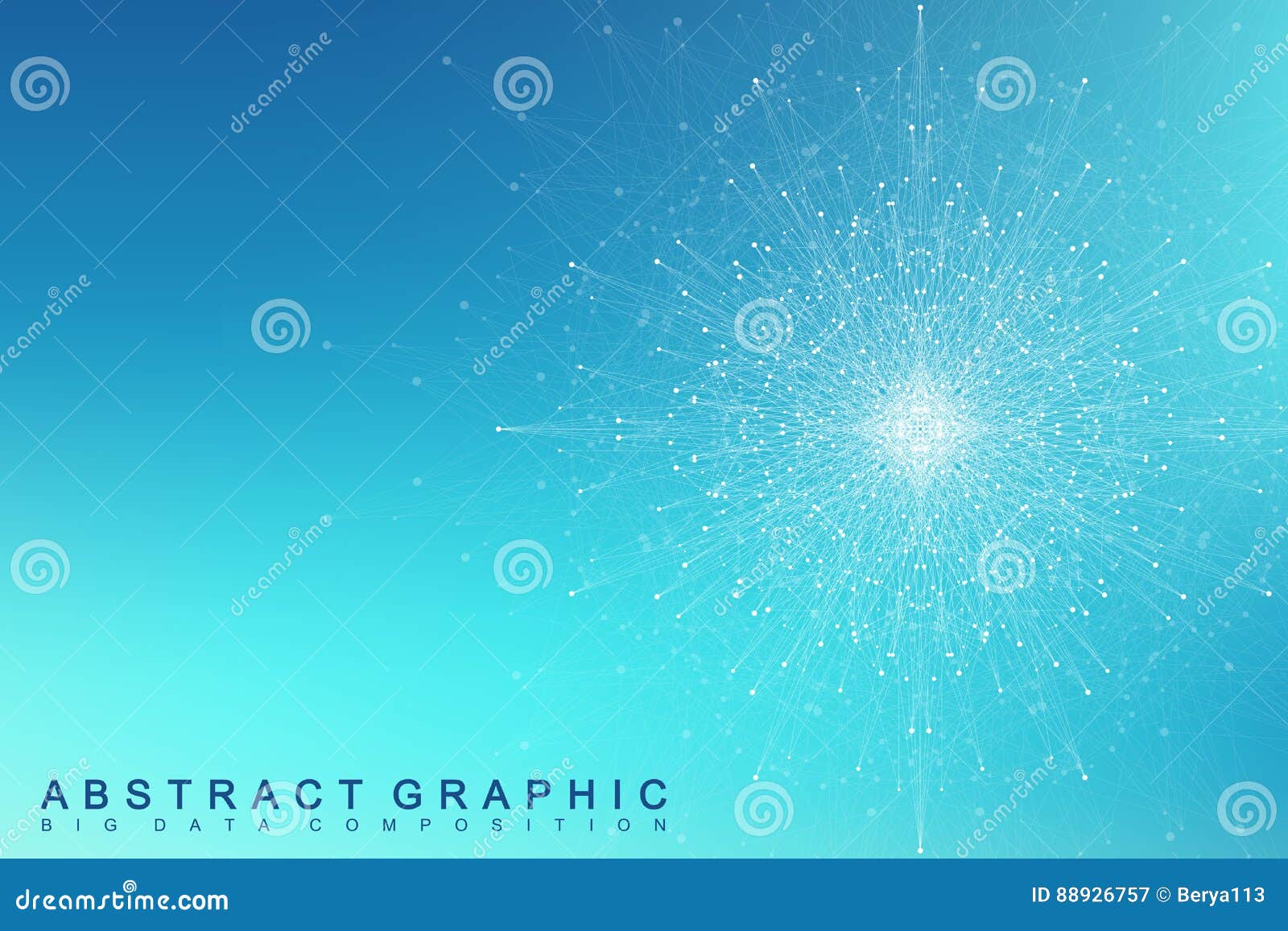 Fractal Element With Connected Lines And Dots Big Data Complex Particle Compounds Stock Vector