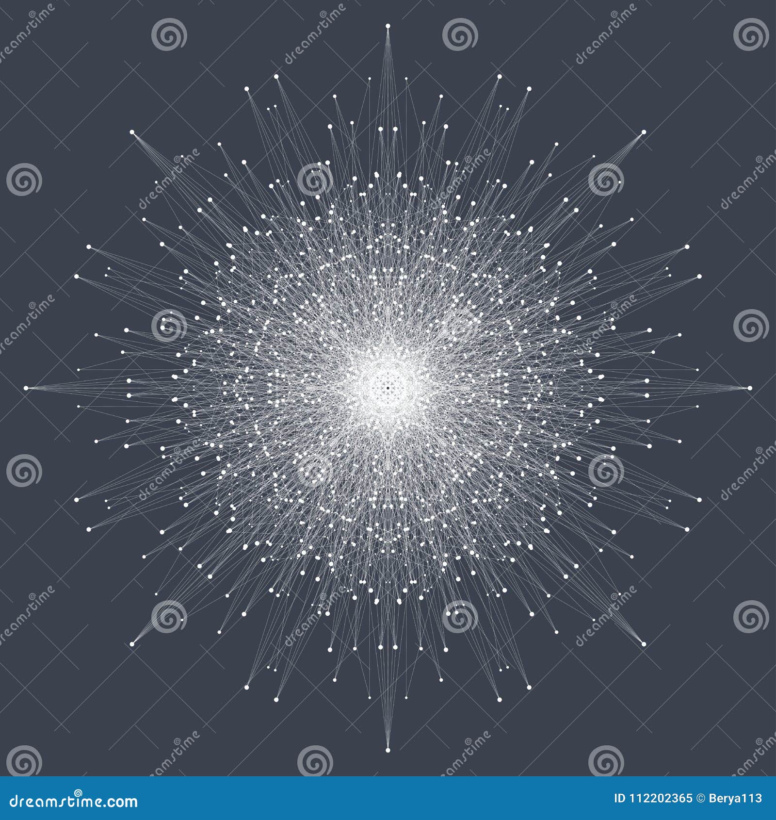 Fractal Element with Connected Lines and Dots. Big Data Complex Stock Illustration ...