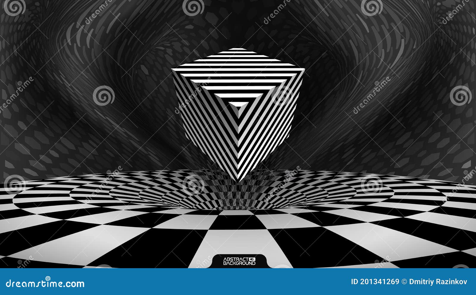 Fractal Fantasy Geometrical Optical Illusion Cube. Hypnotic Lines ...