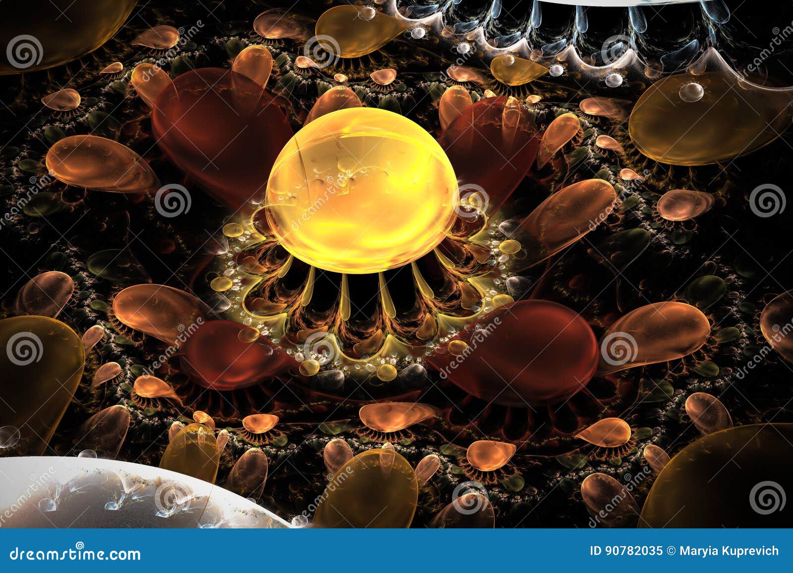 Fractal Golden drops. stock illustration. Illustration of golden - 90782035