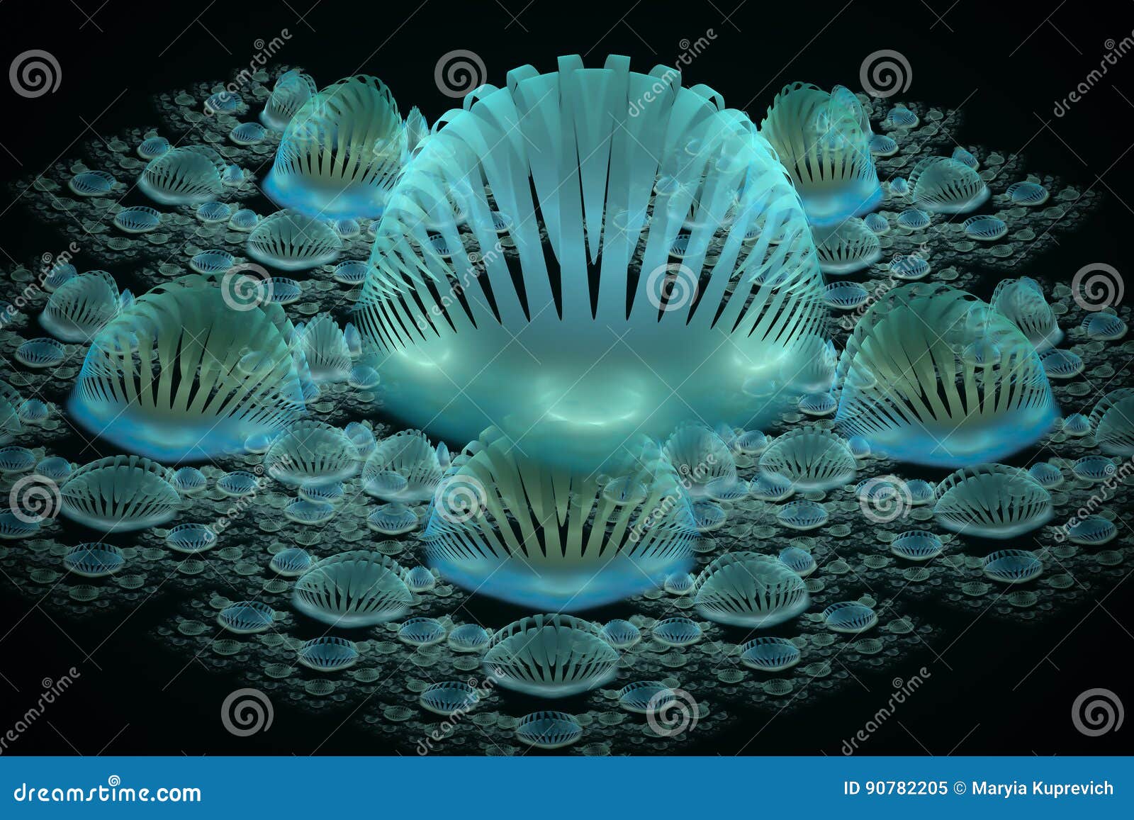 Fractal Group of Blue Shells Stock Illustration - Illustration of ...