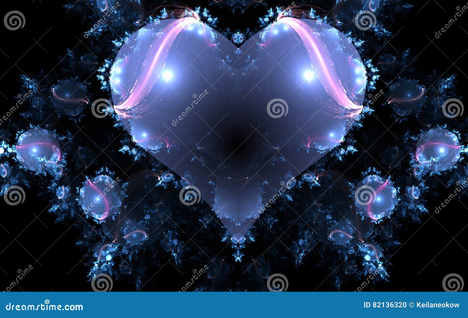 Fractal Heart on Black Background Stock Illustration - Illustration of ...