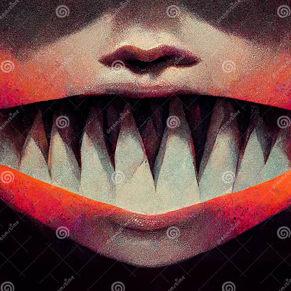Monster with Teeth and Sharp Teeth Stock Illustration - Illustration of ...