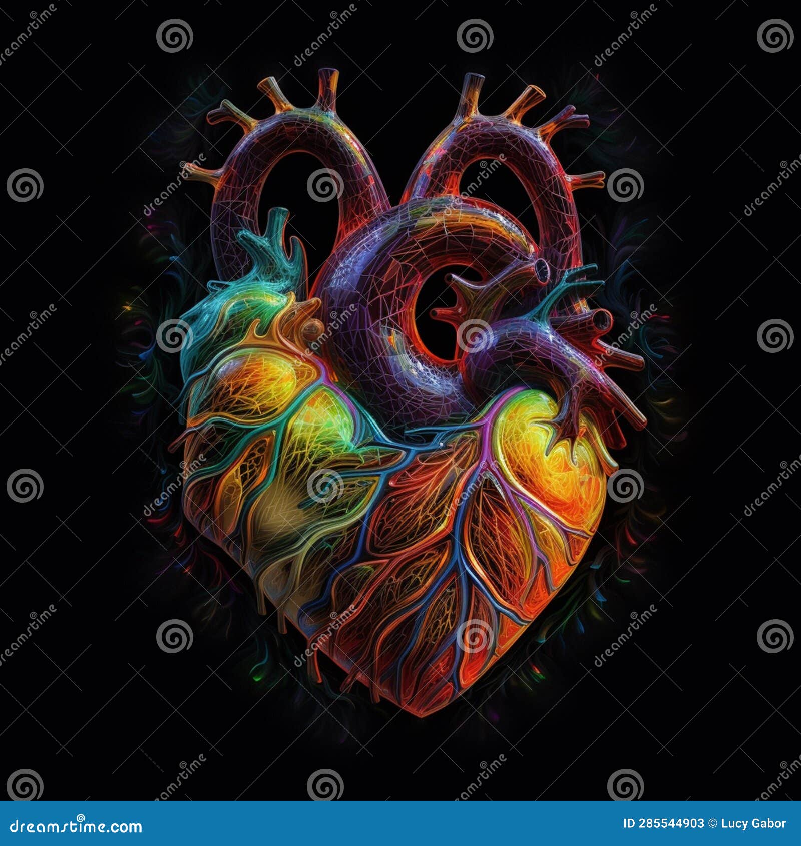 A Fractal Image of the Human Heart Stock Illustration - Illustration of ...