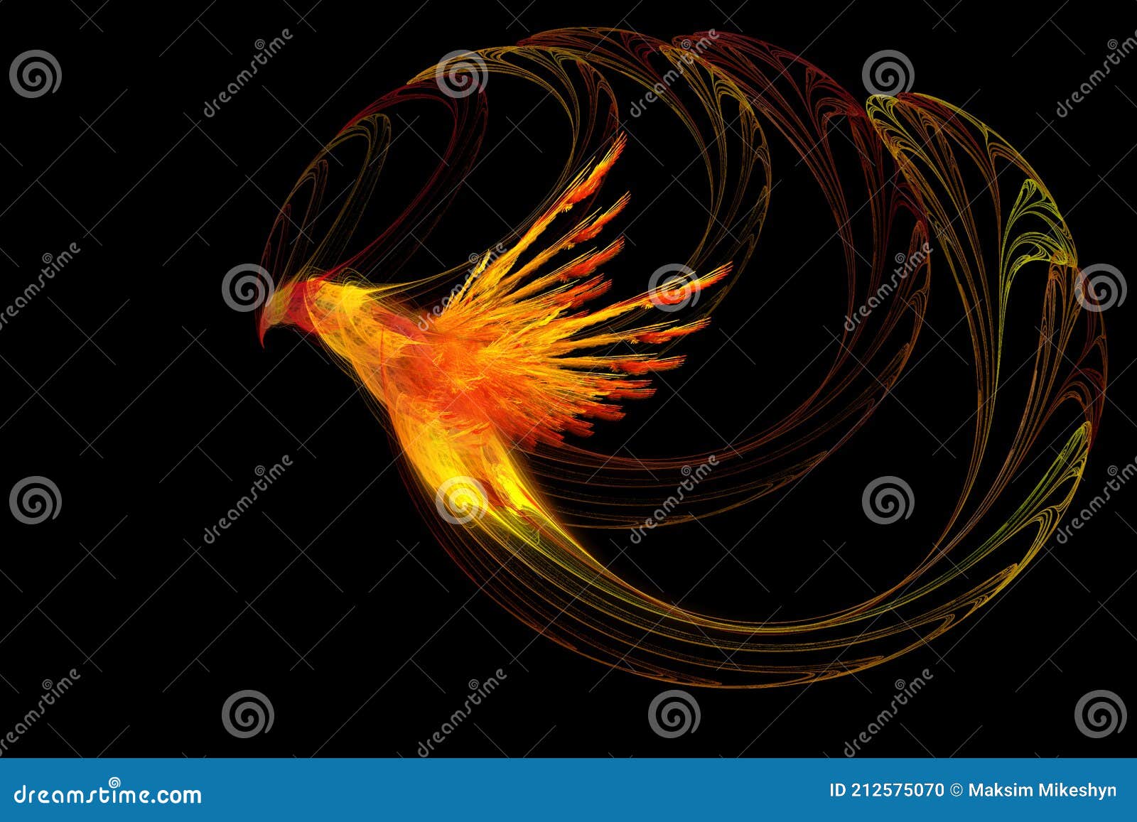 Fractal Image of a Phoenix Bird Stock Illustration - Illustration of ...