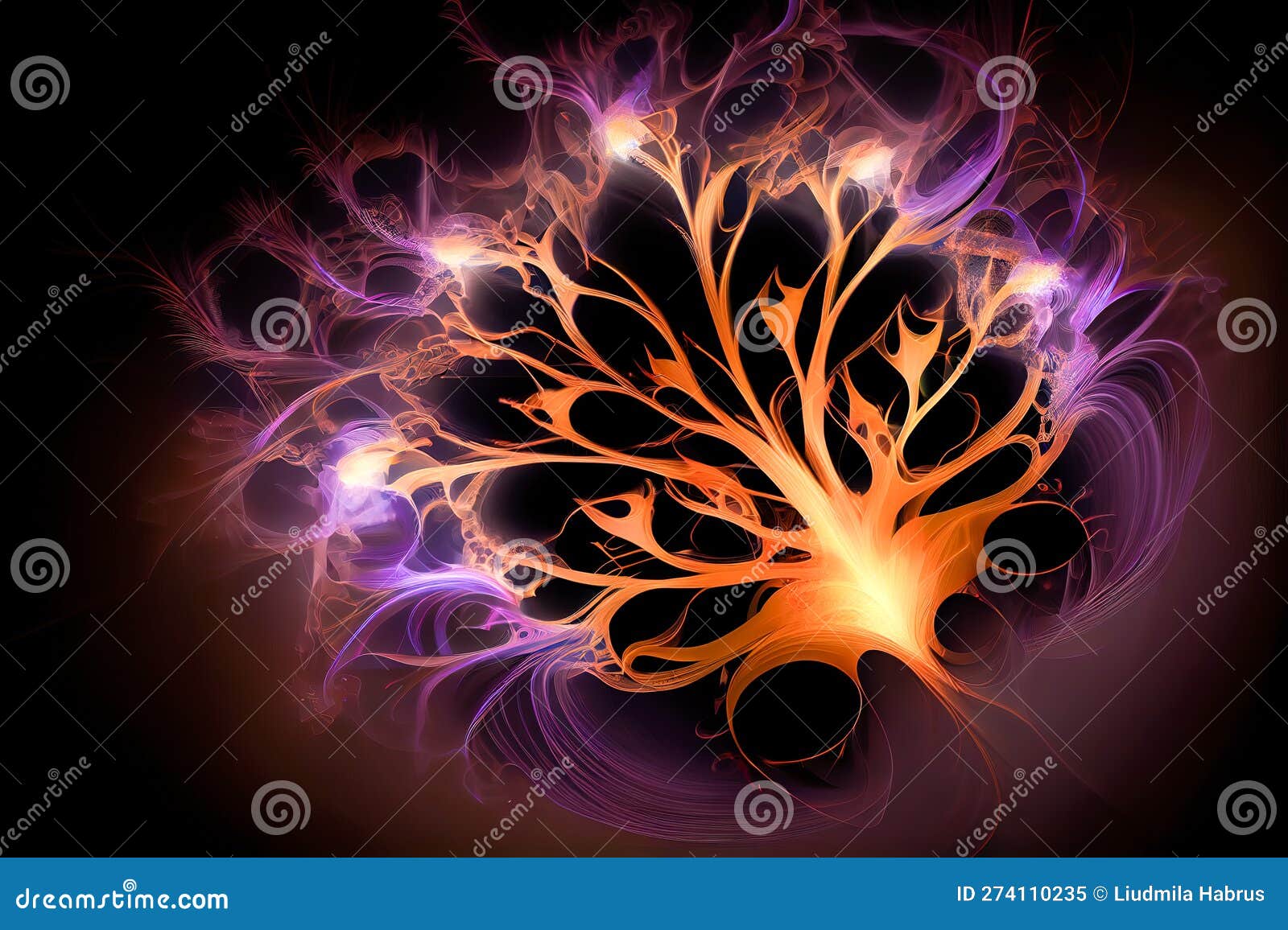 Fractal Light and Smoke Abstract Background. Generative AI, Generative ...