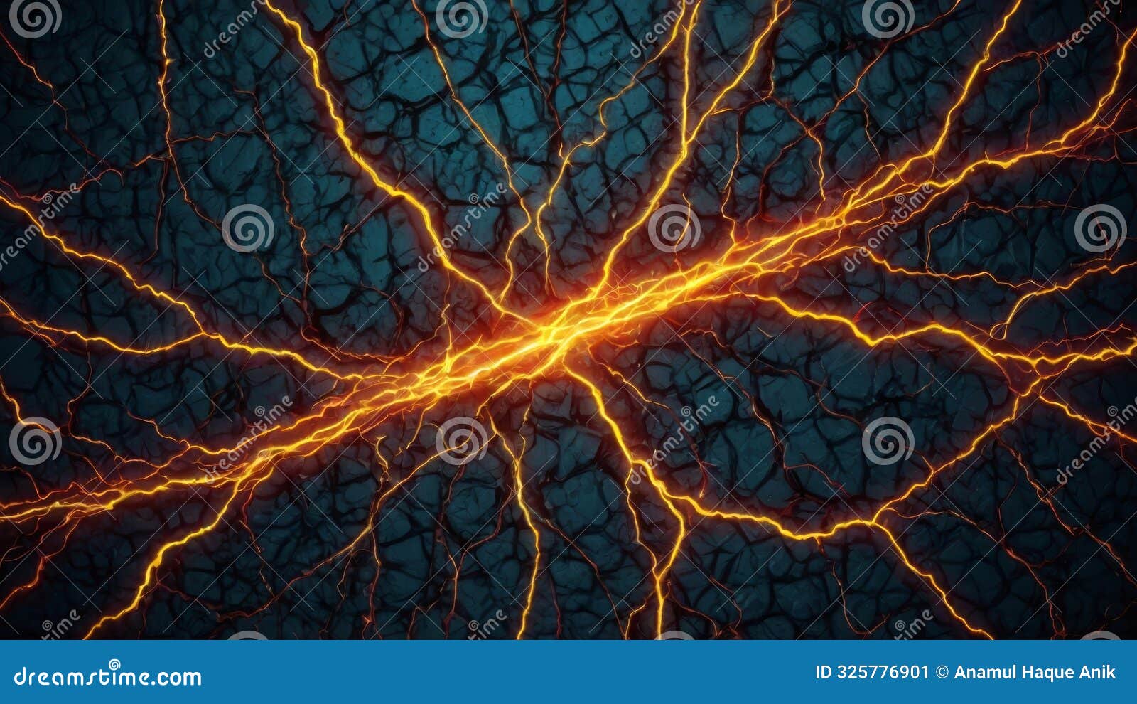 Fractal Lightning on a Dark Blue Background. 3d Rendering Stock ...