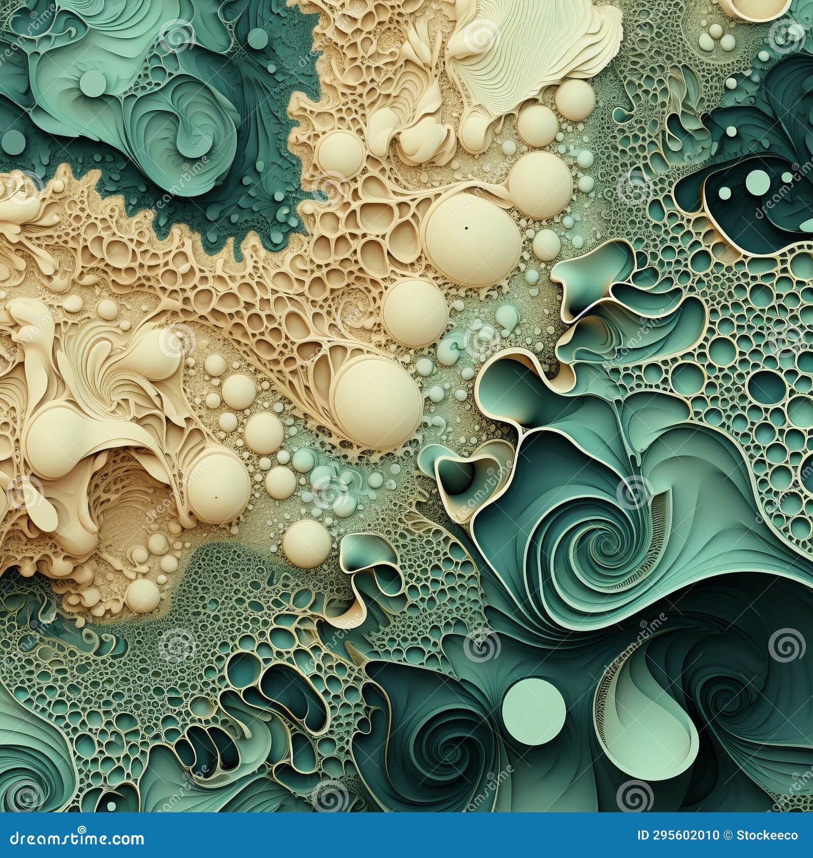 Fractal Ocean: 3d Art with Bubbles, Clouds, and Tangled Forms Stock ...