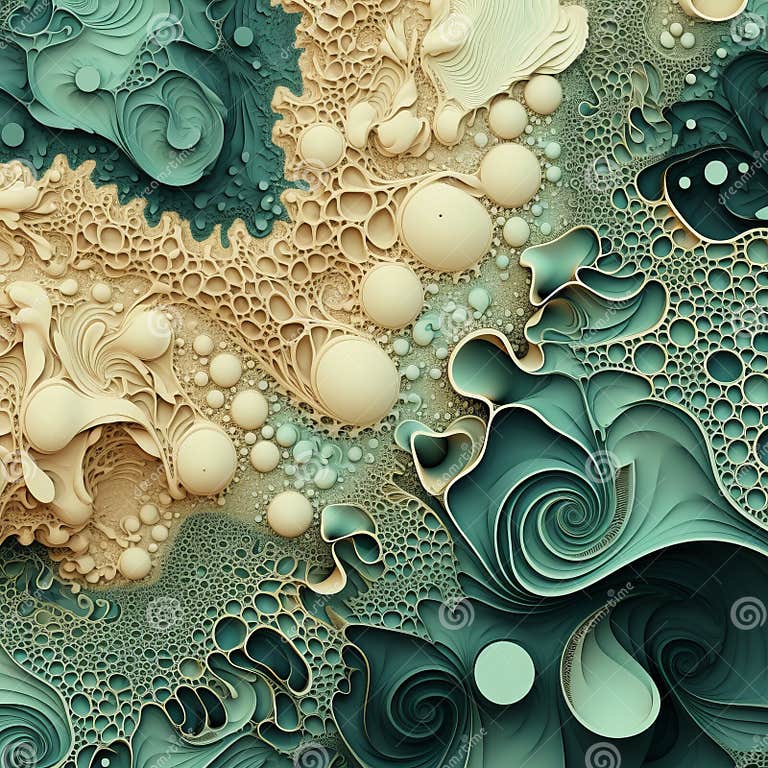Fractal Ocean: 3d Art with Bubbles, Clouds, and Tangled Forms Stock ...