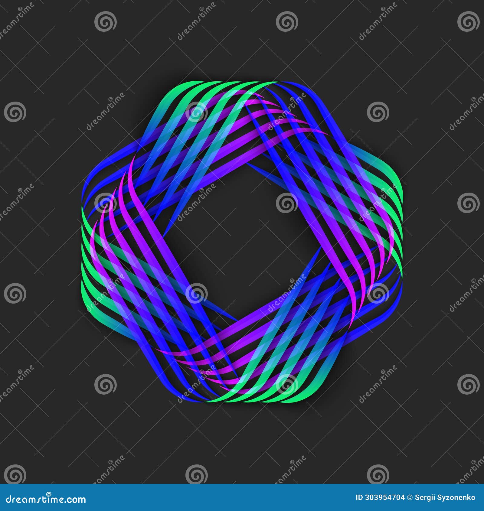 Fractal Pattern Logo from Thin Intertwined Parallel Lines, Two Squares ...