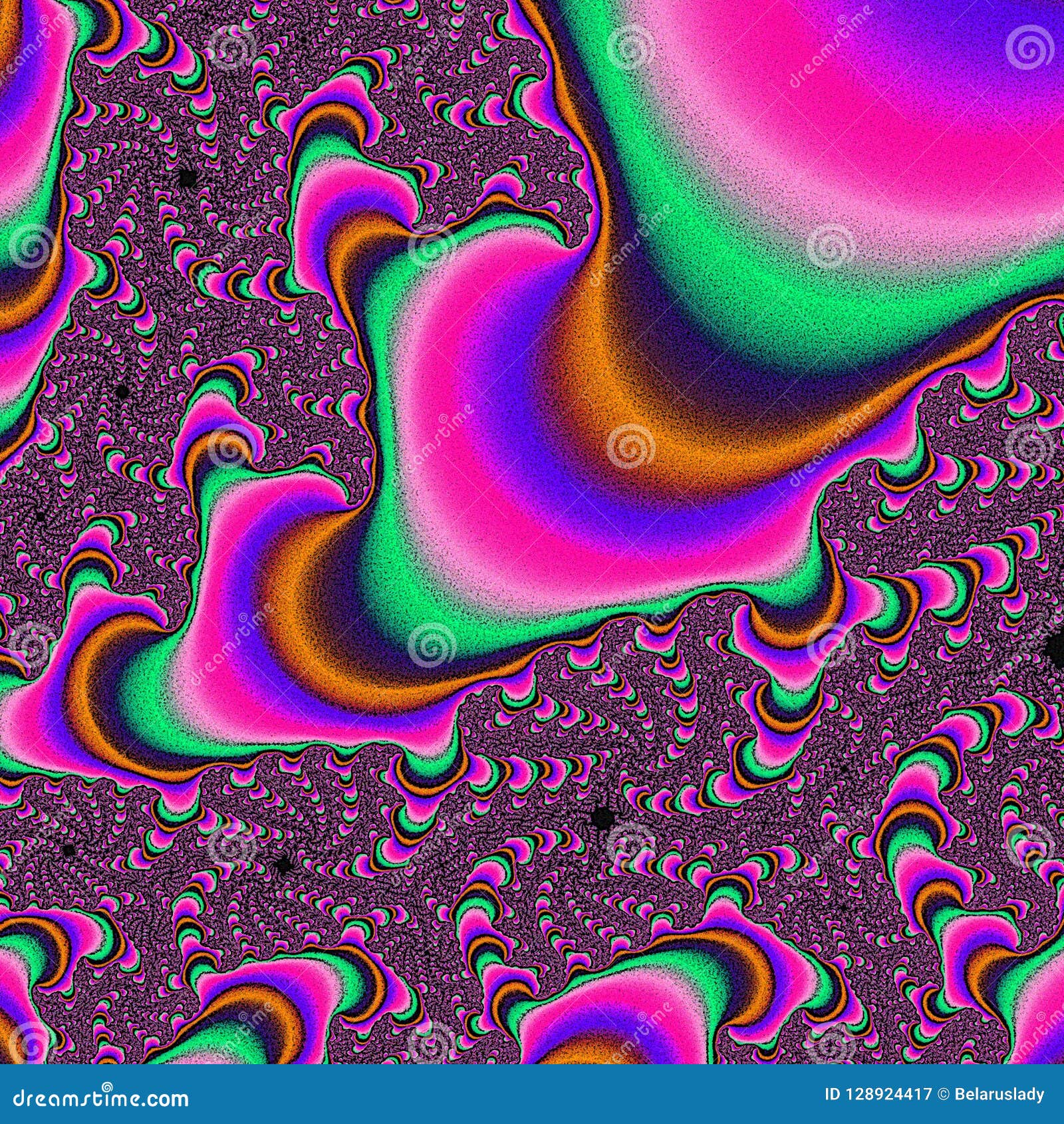 Gaudy Fractal Pattern in Neon Colors Stock Illustration - Illustration ...