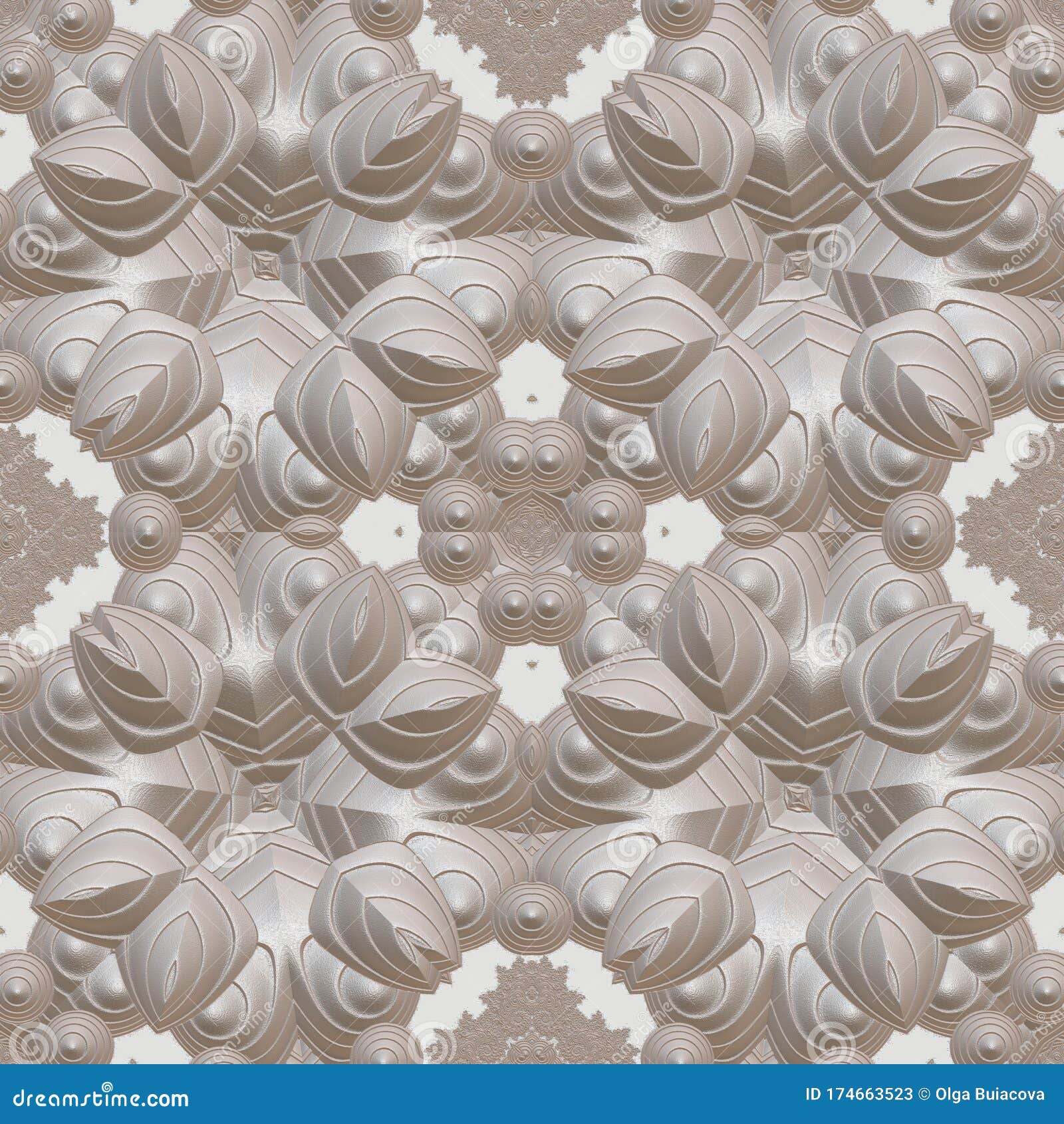 Fractal Pattern in the Style of Stucco Bas-relief on a Gray Stone Wall ...