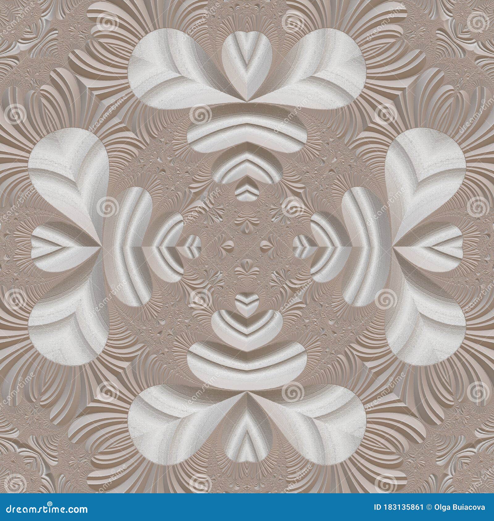 Fractal Pattern in the Style of Stucco Bas-relief on a Gray Stone Wall ...