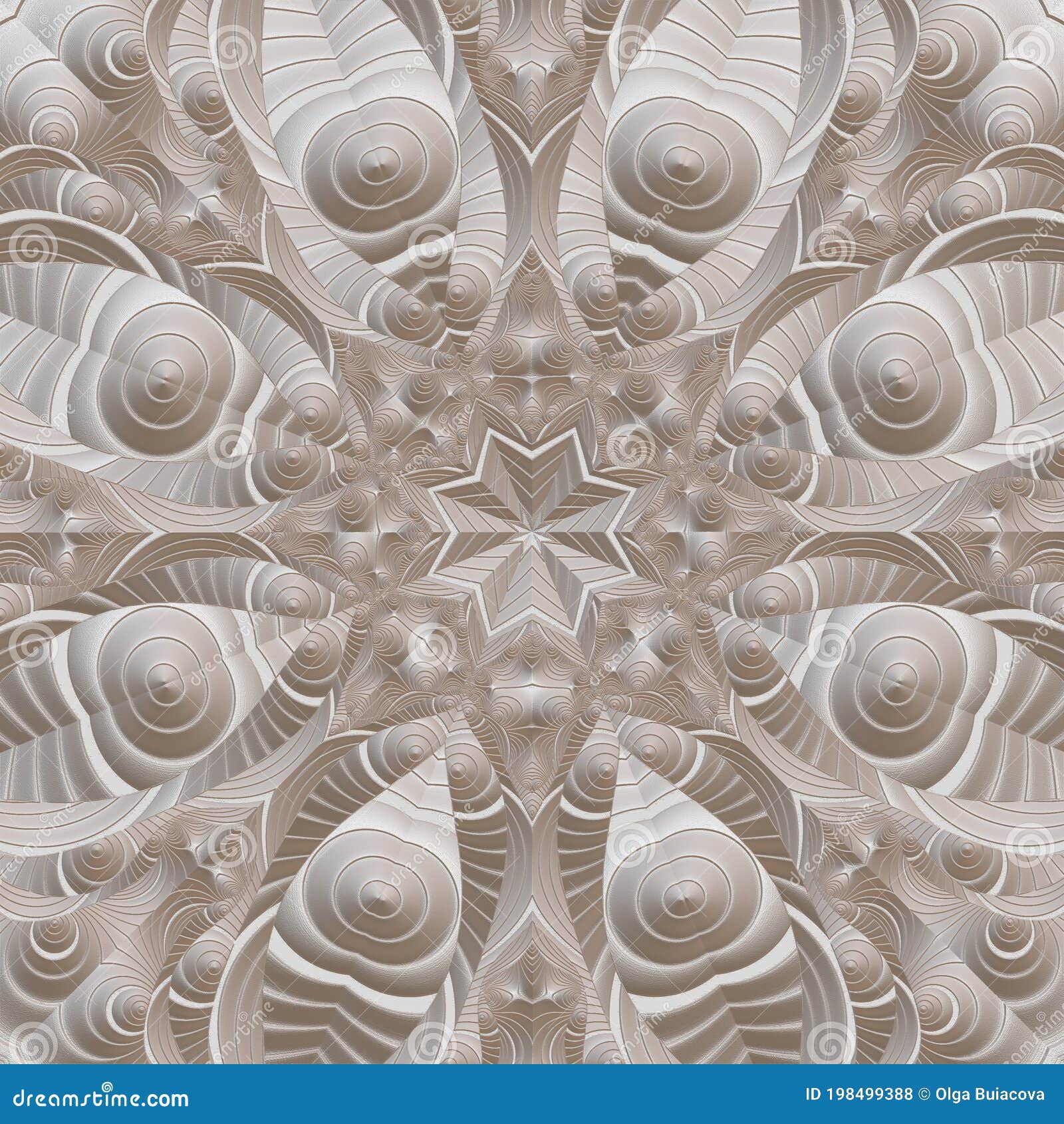 Fractal Pattern in the Style of Stucco Bas-relief on a Gray Stone Wall ...