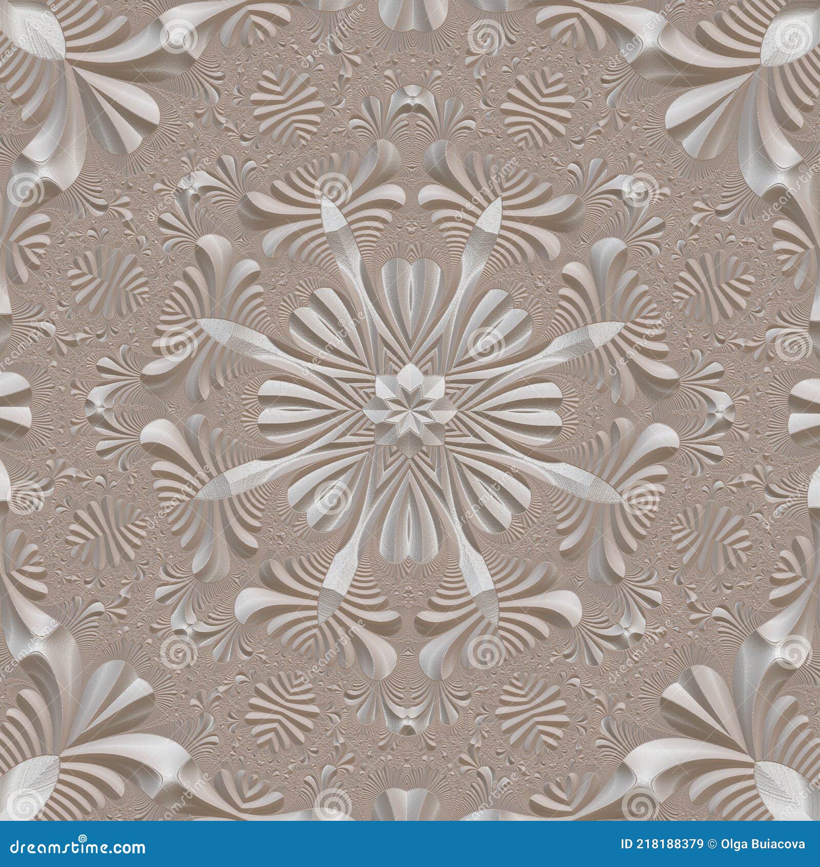 Fractal Pattern in the Style of Stucco Bas-relief on a Gray Stone Wall ...