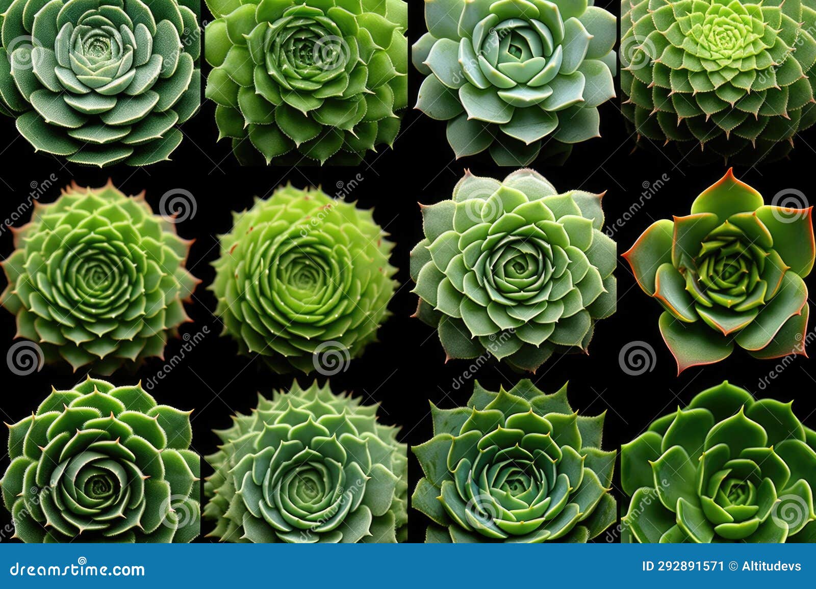 Fractal Patterns in Succulent Plants Showing Variations Stock Image ...