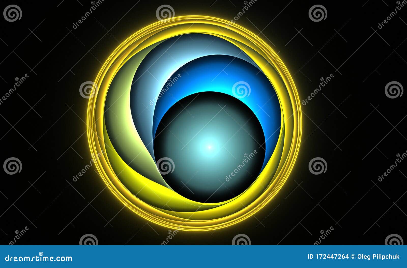 Fractal round on black stock illustration. Illustration of fractal ...