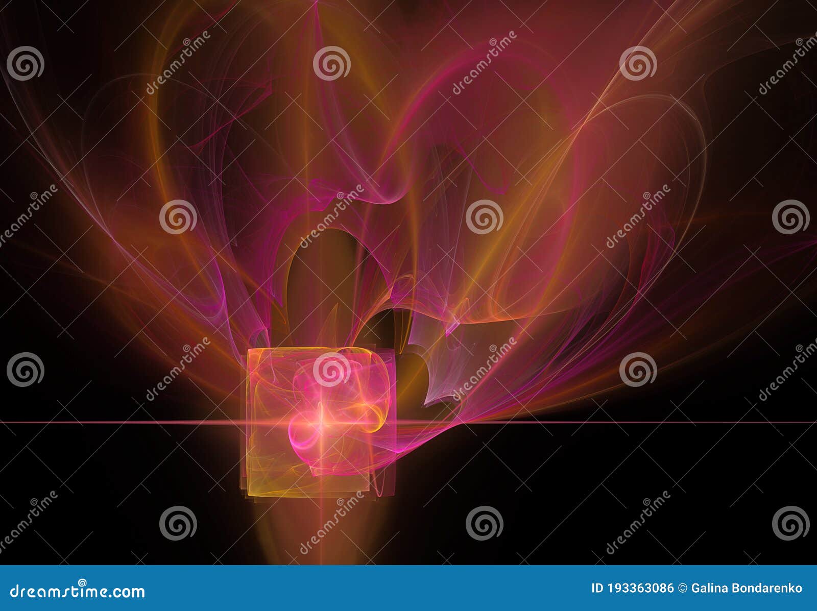 A Fractal, Shining Square Object on a Black Background Stock ...