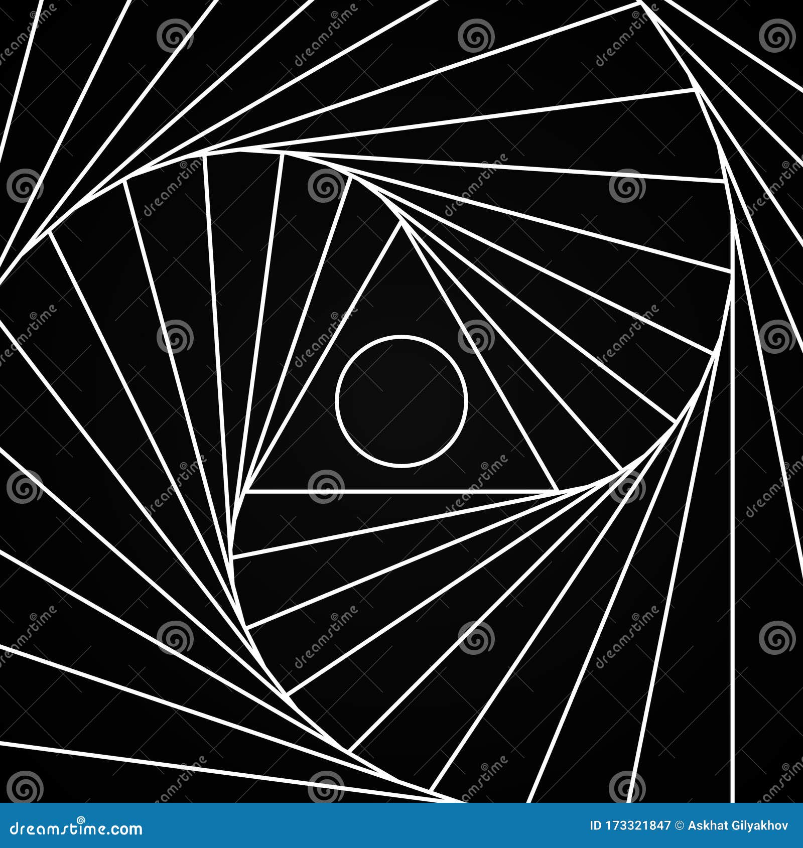 Fractal Spinning White Pattern with a Triangle and a Circle in the ...