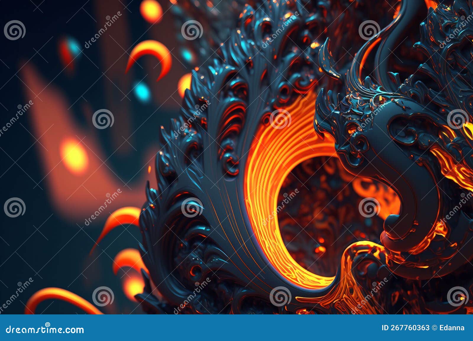 A Fractal Structure with Shapes Like Water and Intense Colors Stock ...