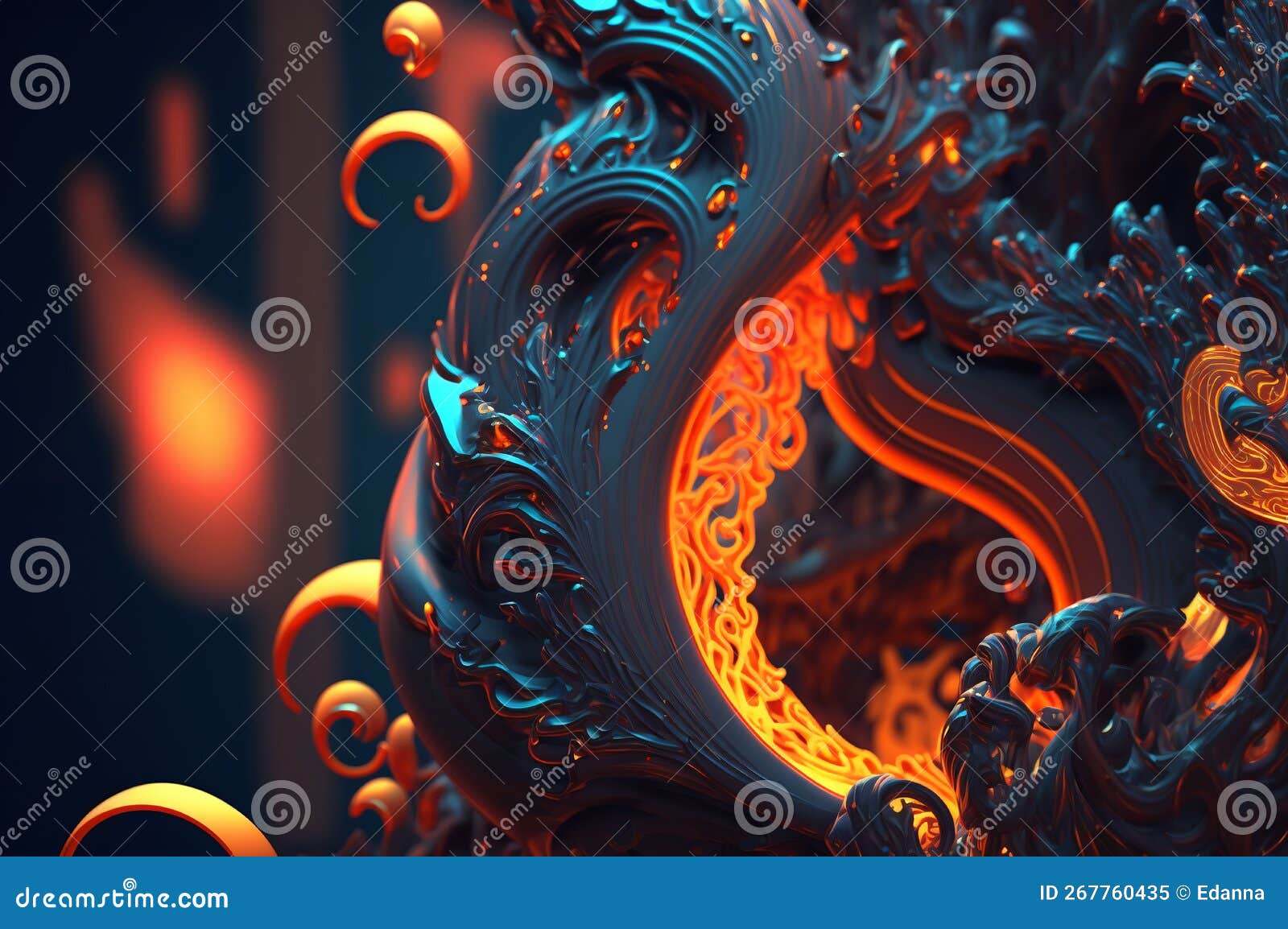 A Fractal Structure with Shapes Like Water and Intense Colors Stock ...