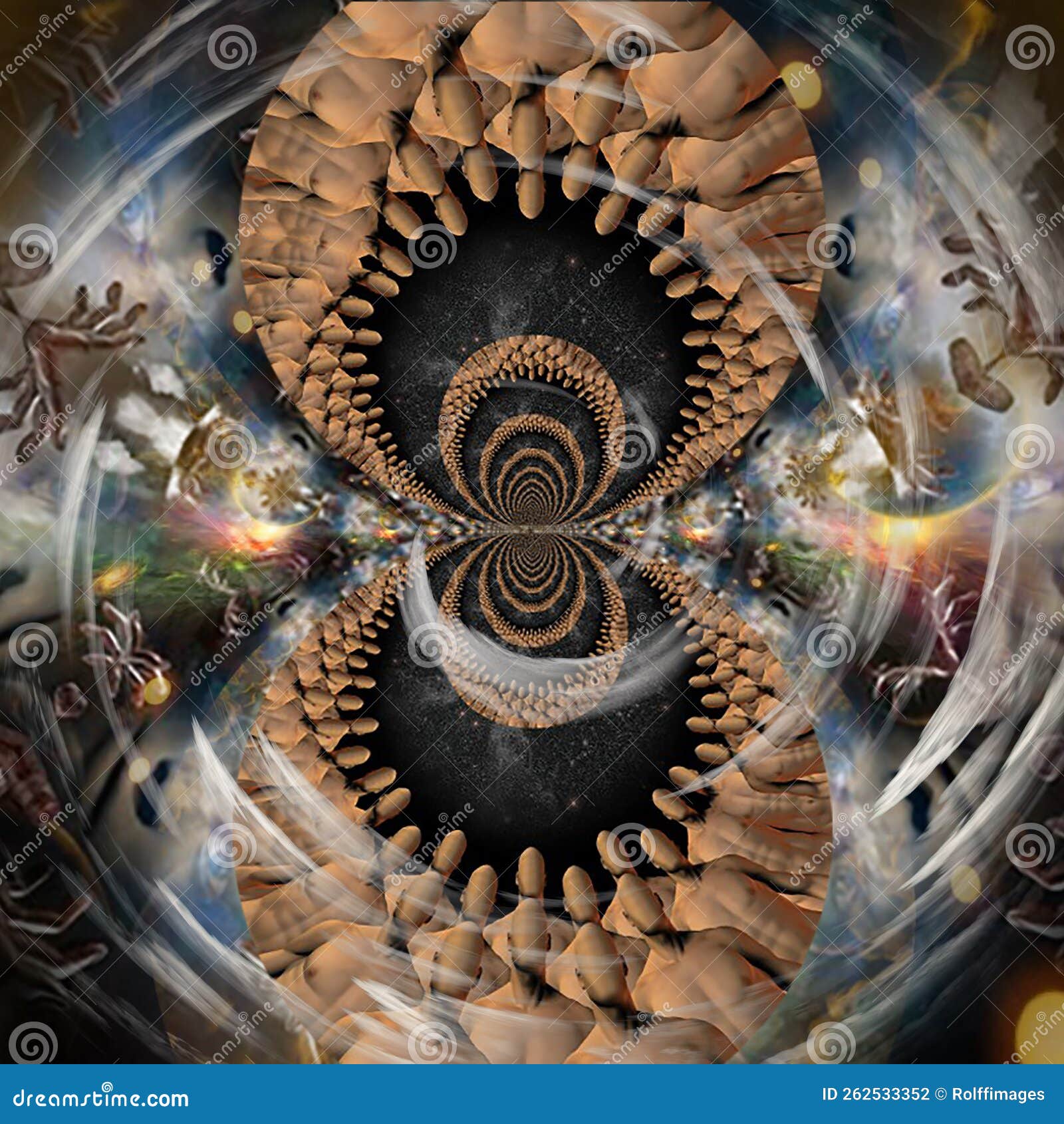 Fractal Surrealista Con Multitud Sin Rostro Stock de ilustración ...