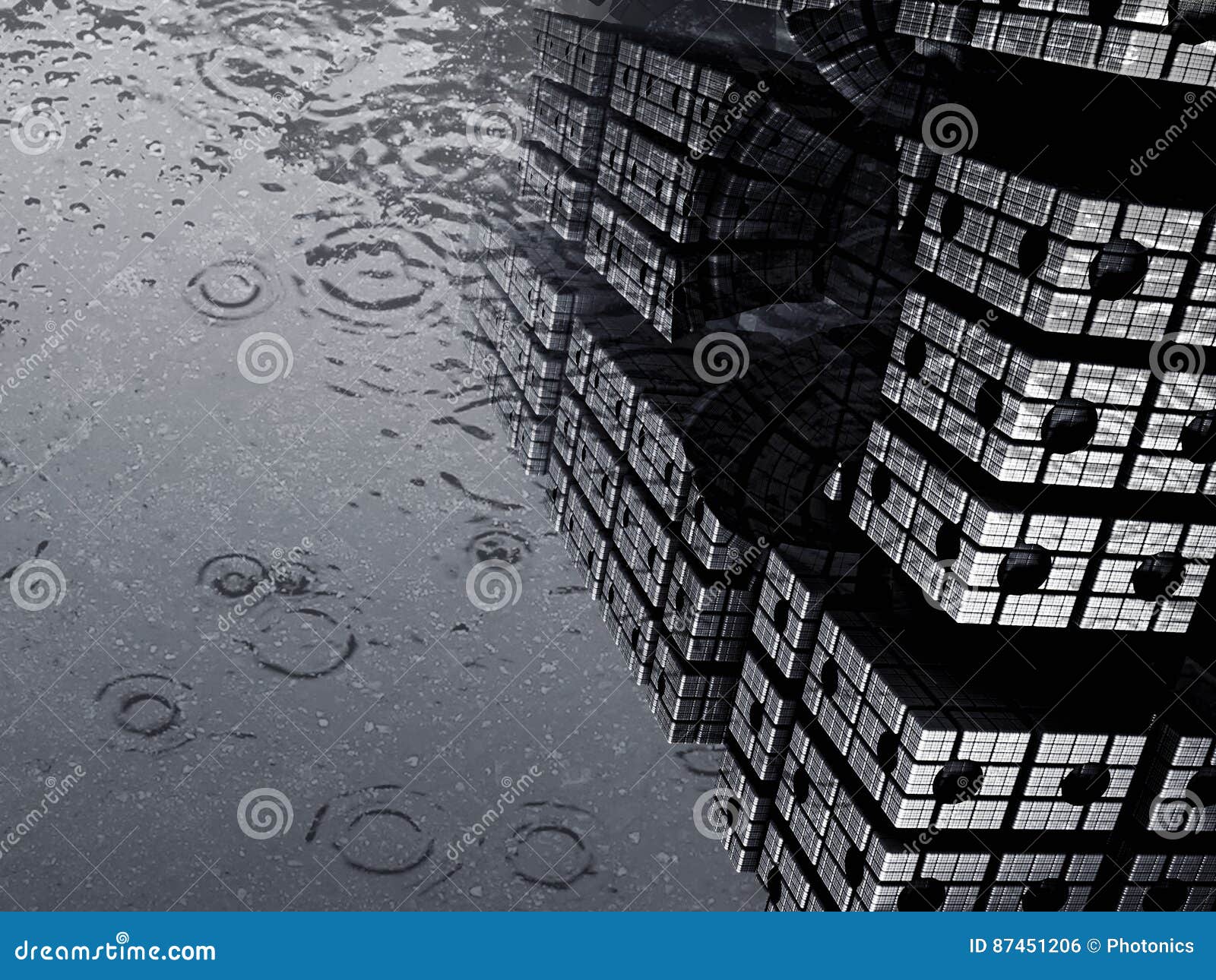 Fractal Tower in the Rain stock illustration. Illustration of ...