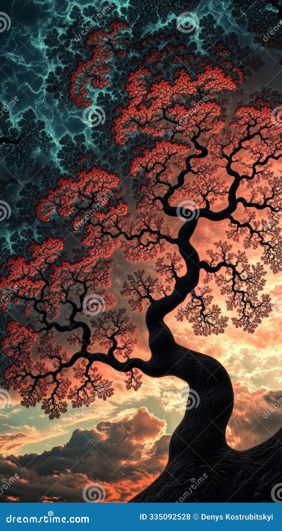 Fractal Tree at Sunset - Vertical Wallpaper for Phones Stock ...