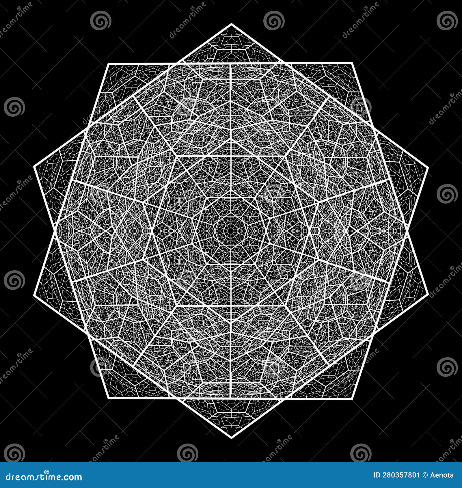 Vector Decagon Halftone Geometric Shapes, Seven Angles, Dot Abstract ...