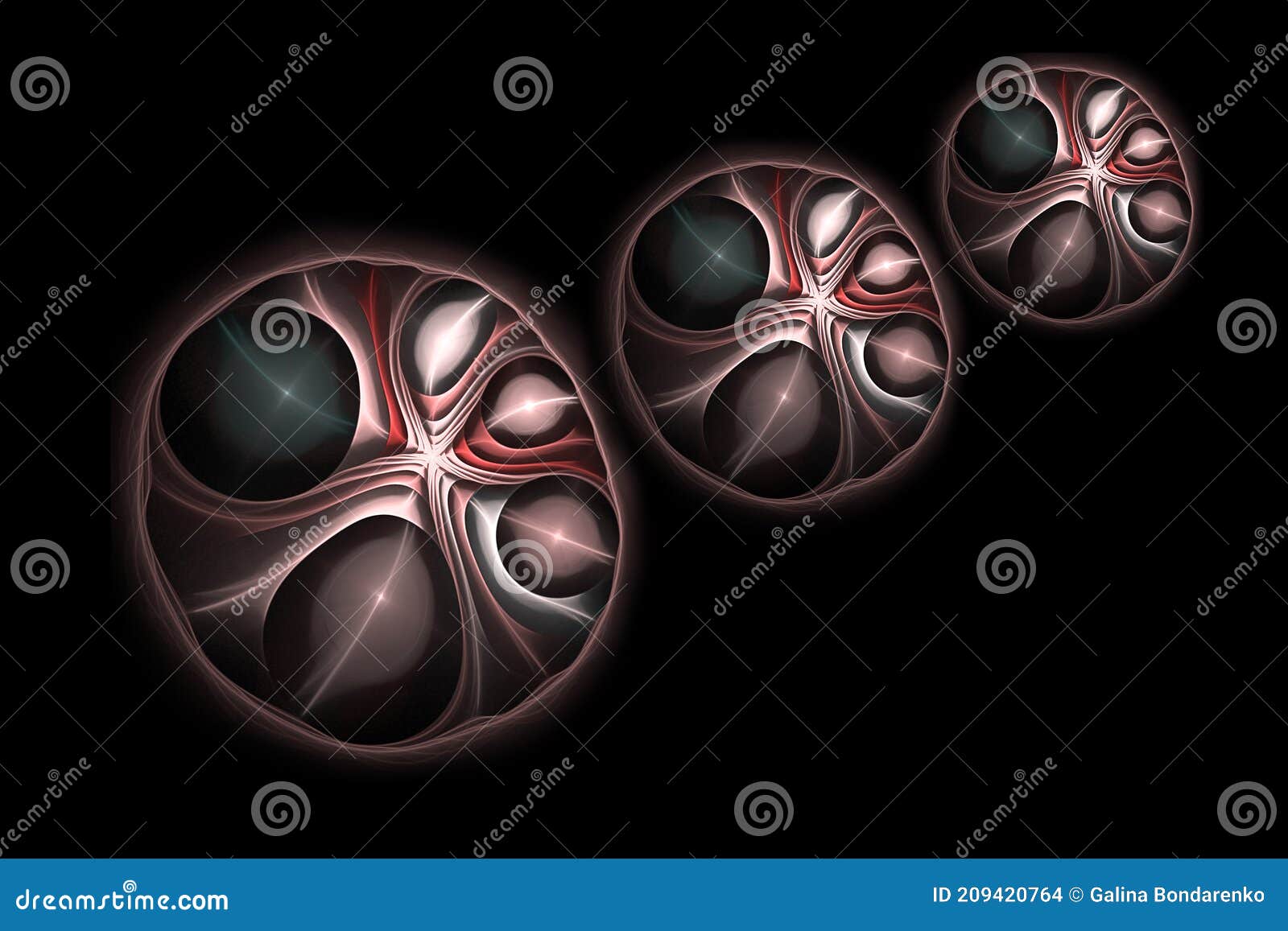 Fractals, Abstract Spherical Bodies on a Black Background Stock Photo ...