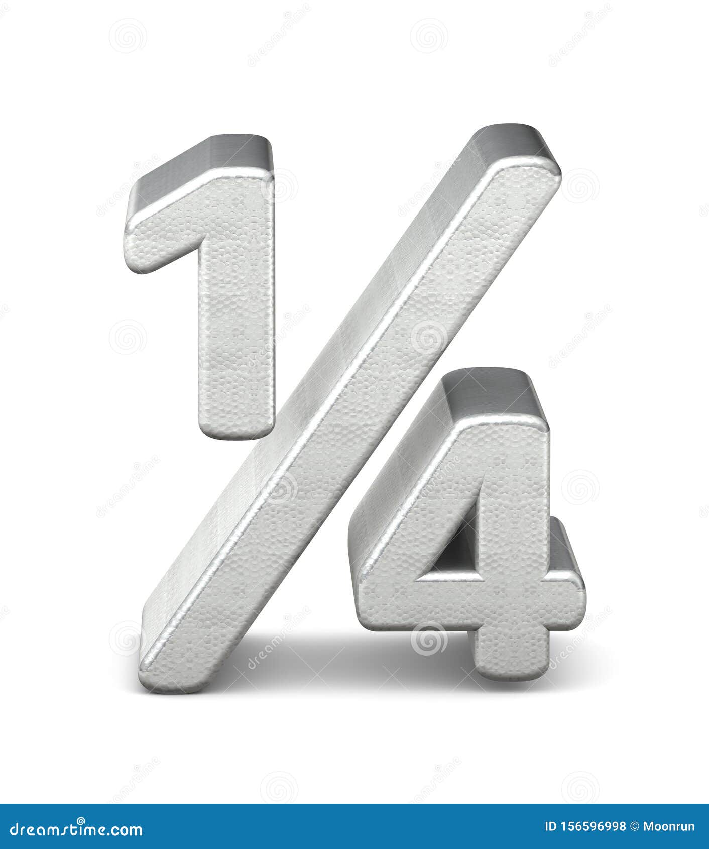 Fraction De Symbole 1/4 Structure Argentée 3d Illustration Stock ...