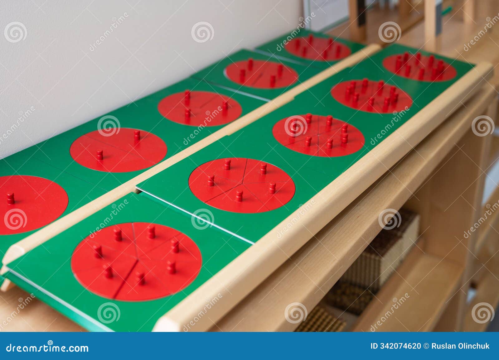 Fraction Learning Tools with Red Circle Segments Stock Photo - Image of ...