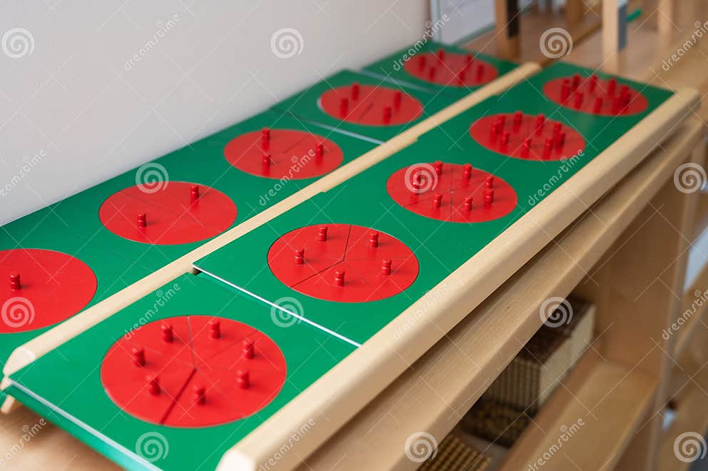 Fraction Learning Tools with Red Circle Segments Stock Photo - Image of ...