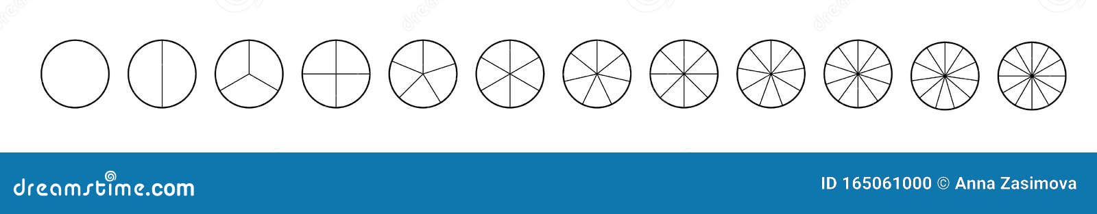 Fraction Mathematics. Circle Segments Set Stock Vector - Illustration ...