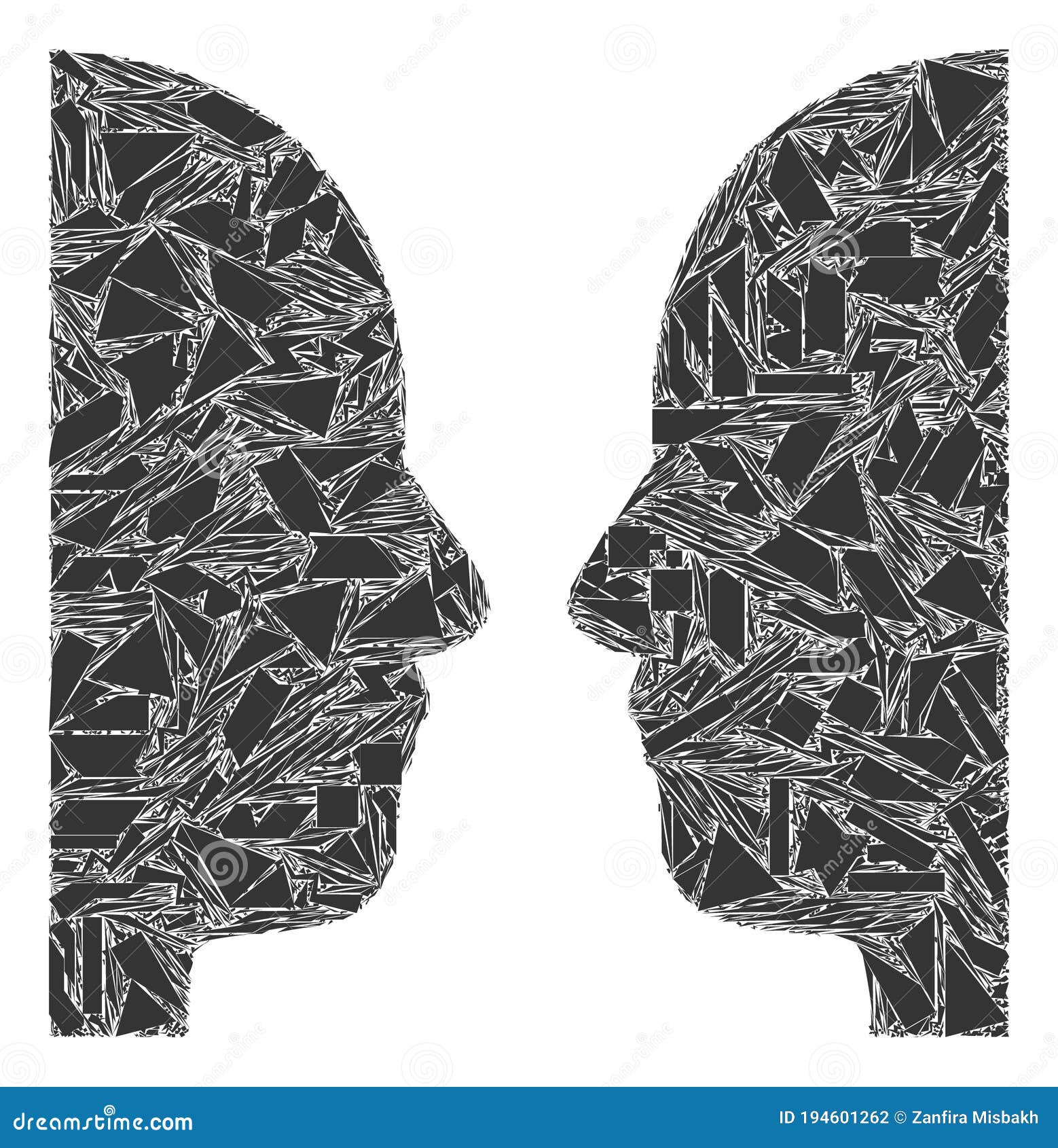 Dual Face Collage Of Triangles Cartoon Vector | CartoonDealer.com ...