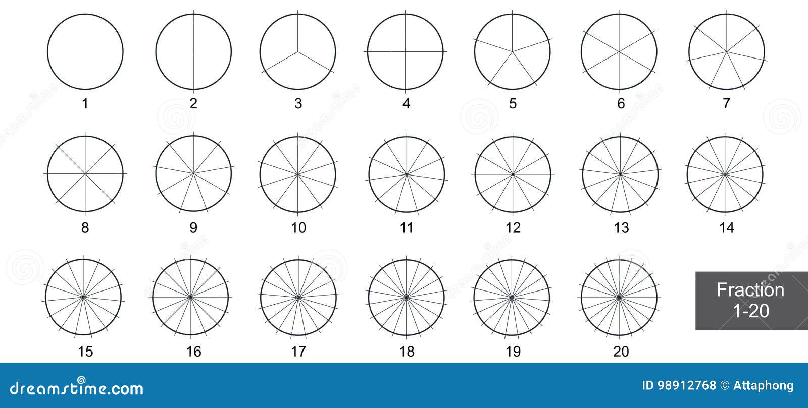 Fraction Pie Clip Art for Education on White Background Vector Stock ...