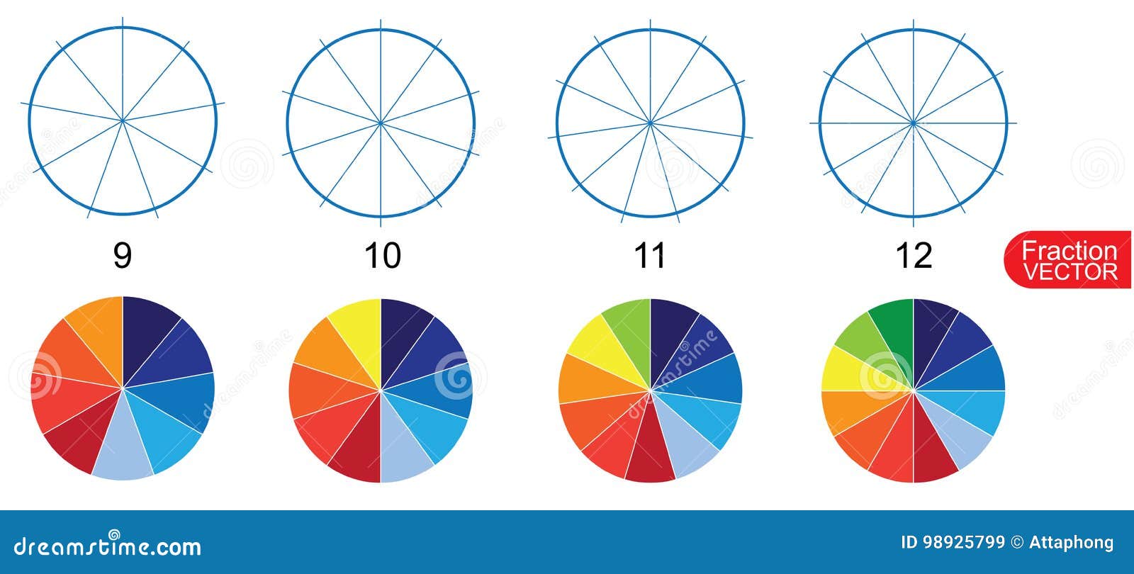 Fraction Pie Clip Art For Education On White Background Vector ...