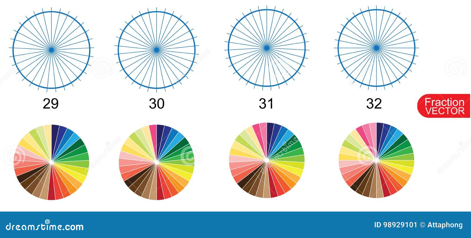 Fraction Pie Clip Art for Education on White Background Vector Stock ...